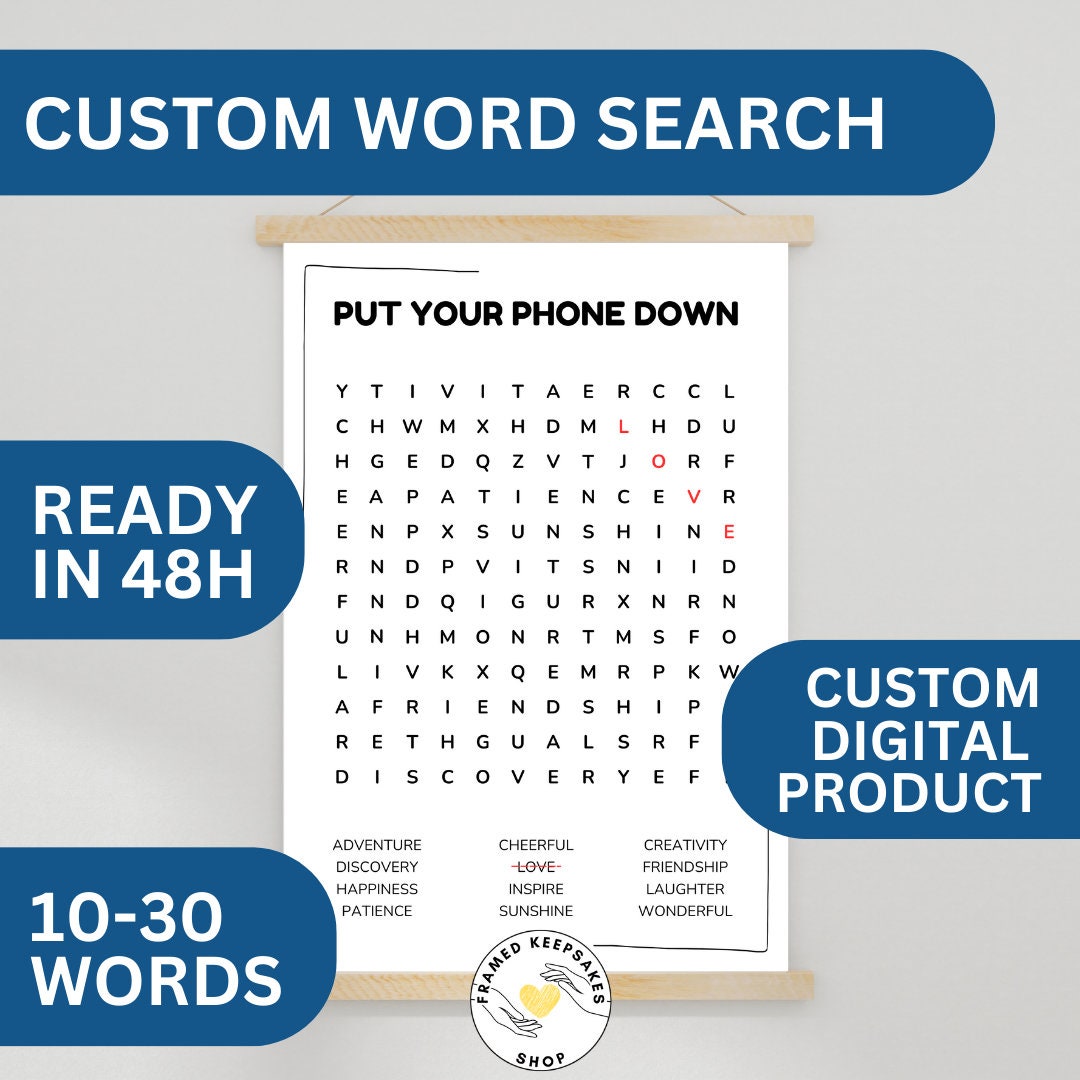 Personalized Word Search Custom Printable File - Etsy