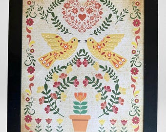 Early American Style Folk Art Digital Painting of Primitive Crow Fall ...