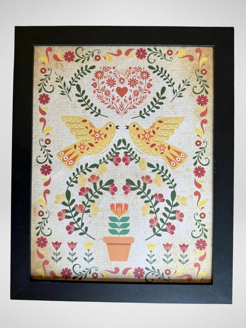 Folk Art Bird Print: Primitive, Colonial, Early American - Etsy