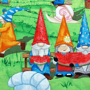 Wall Hanging Quilt Gnome Summer Picnic BBQ, Watermelon, Kite Detail ...