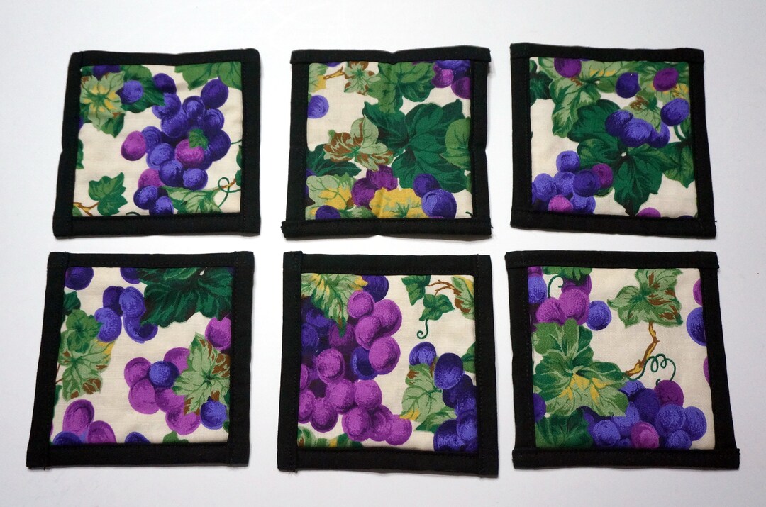 6 Piece Grapes Drink Coasters, Winery, Wine, Vineyard - READY TO SHIP ...