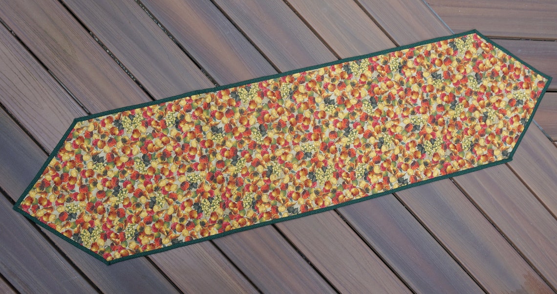 14" X 56" Quilted "card Trick" Table Runner in Vintage Corals Reverses ...