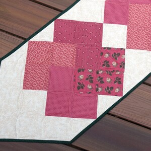 14" X 56" Quilted "card Trick" Table Runner in Vintage Corals Reverses ...