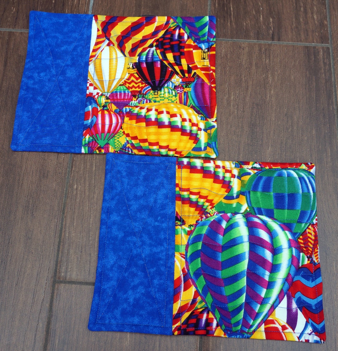 2 Piece Hot Air Balloon Snack Mats or Mug Rugs Reverse to Halloween ...