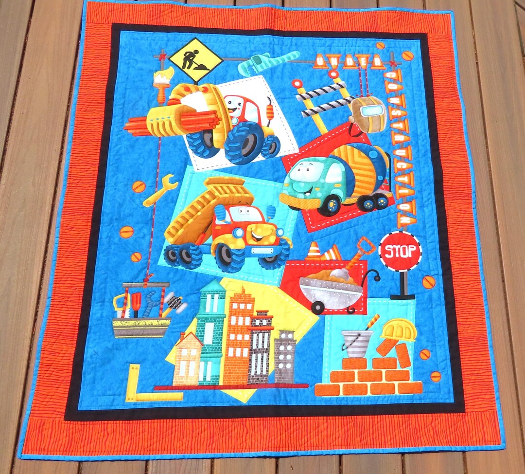 Construction Equipment Quilt Detail Quilted Baby, Toddler, Pre-school ...