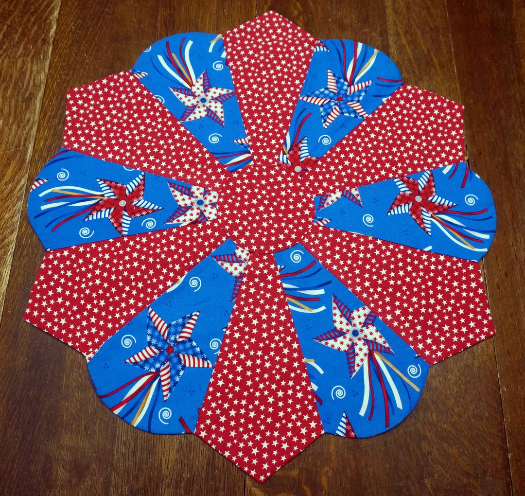 21 Patriotic Pinwheels & Stars Table Topper for 6 US Holidays Reverses ...
