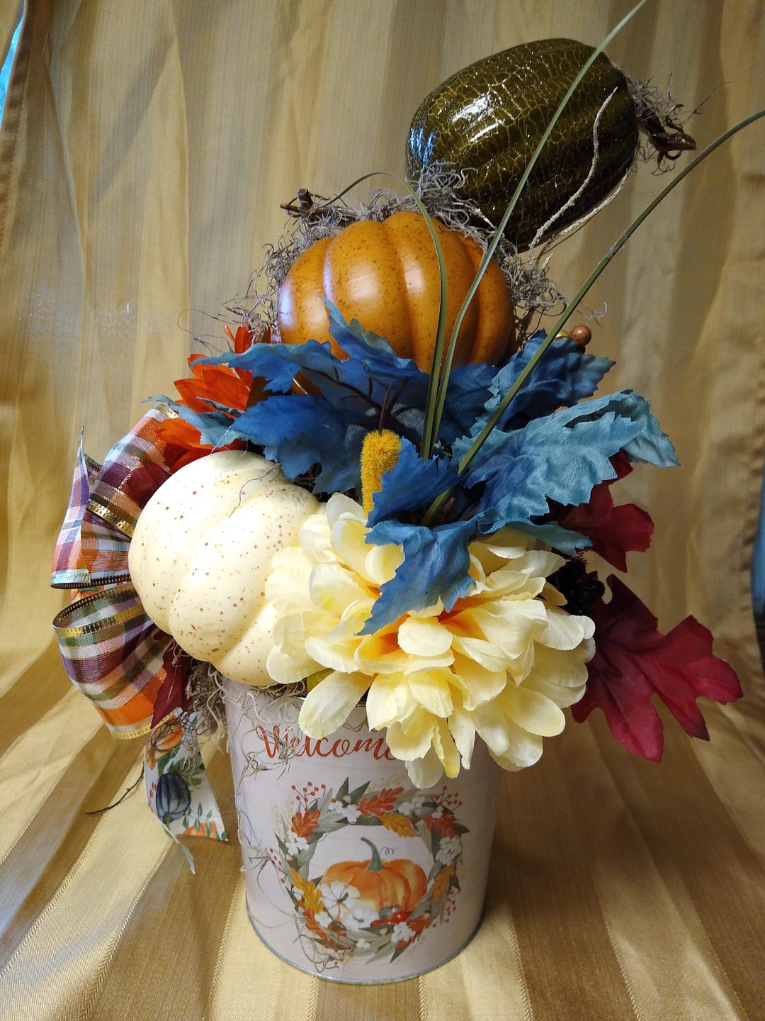 The "welcome Fall" Pumpkin Tower With Lights - Etsy