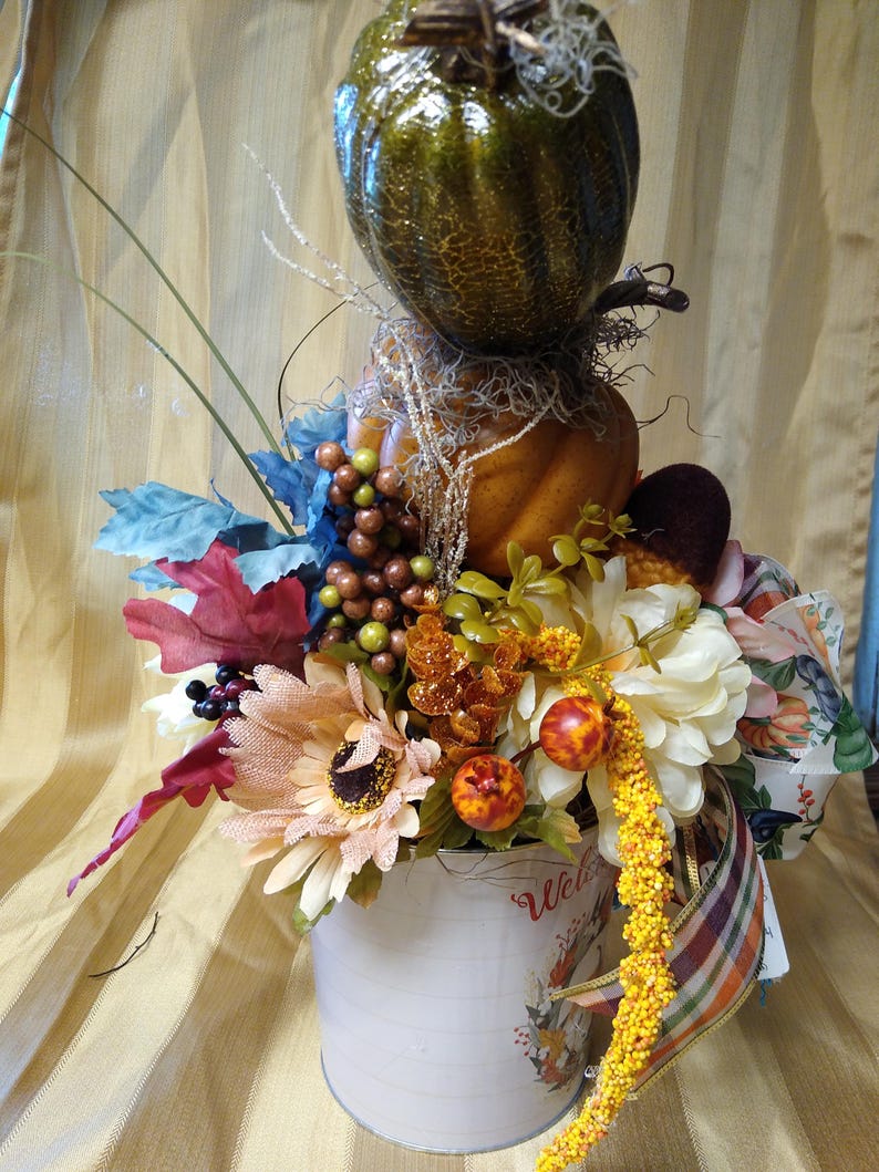 The "welcome Fall" Pumpkin Tower With Lights - Etsy