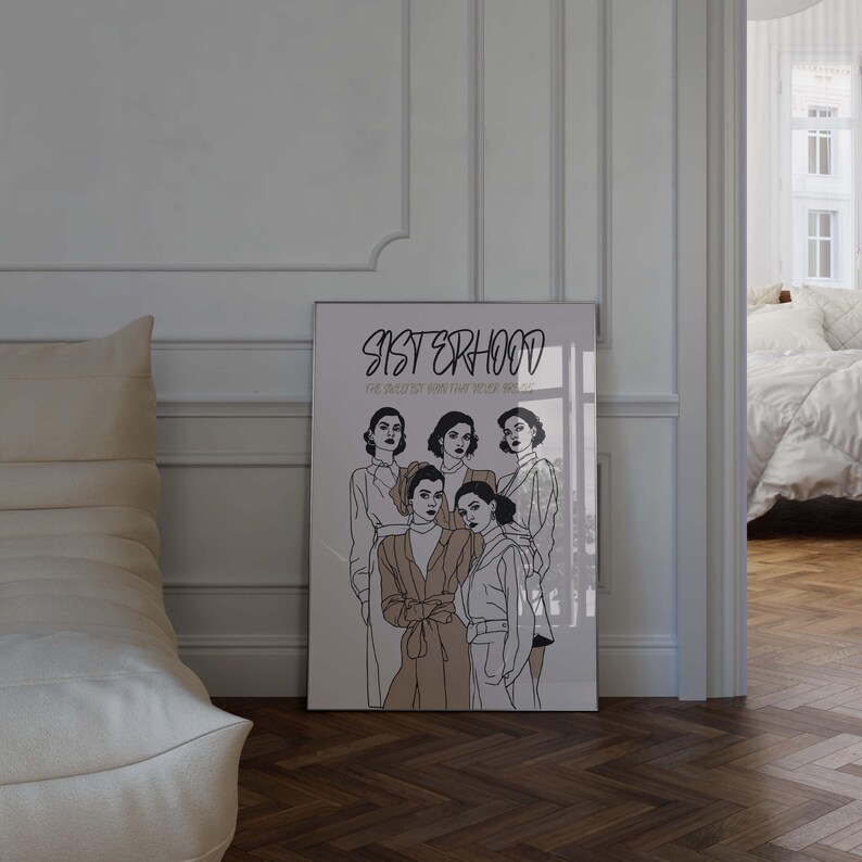 Sisterhood Print - Sisters Wall Art - Minimalist Line Art - Family Art ...