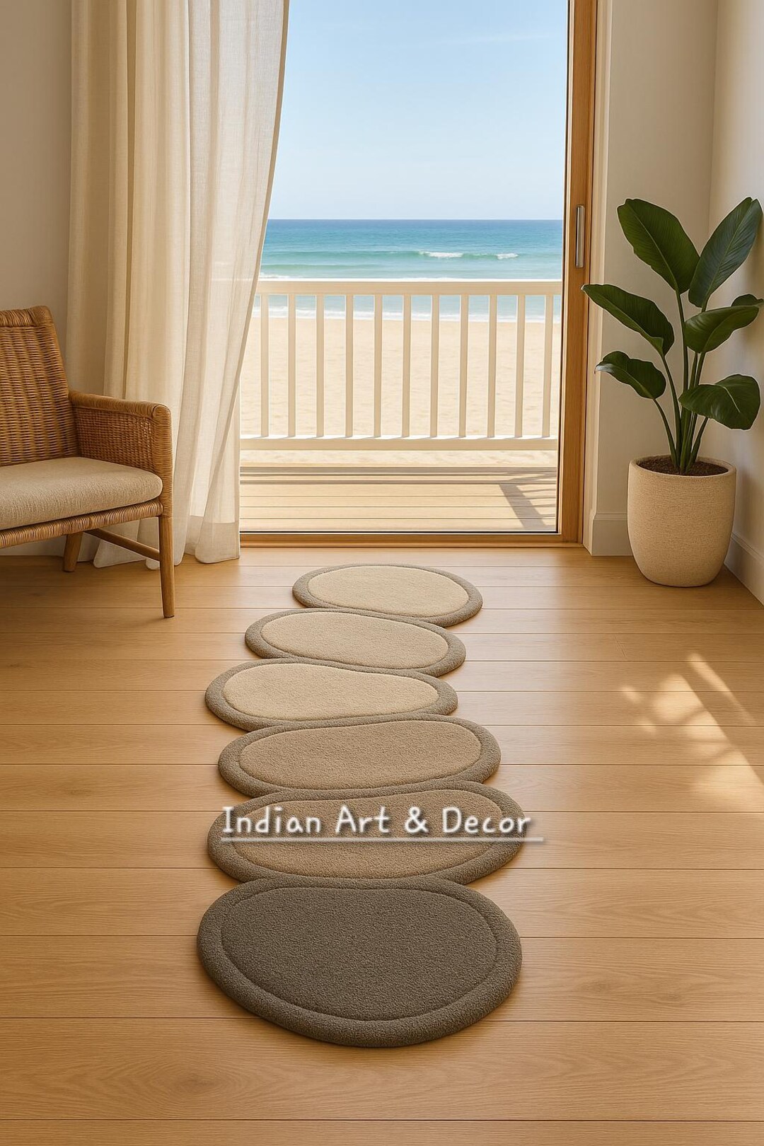 Pebble Runner Rug - Hand Tufted Earth-tone Hallway Rug, Stone Inspired ...