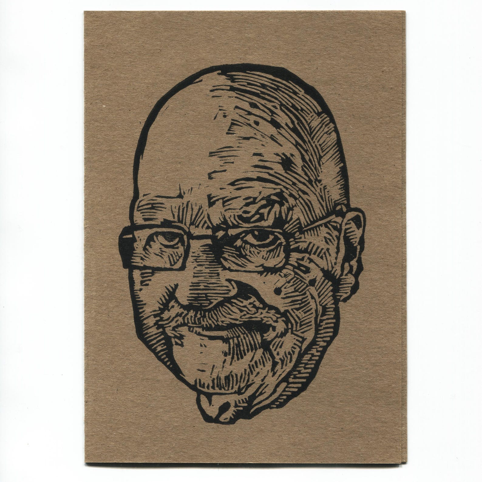 Gene Wolfe Portrait Greeting Card Hand-printed Linocut Illustration on ...