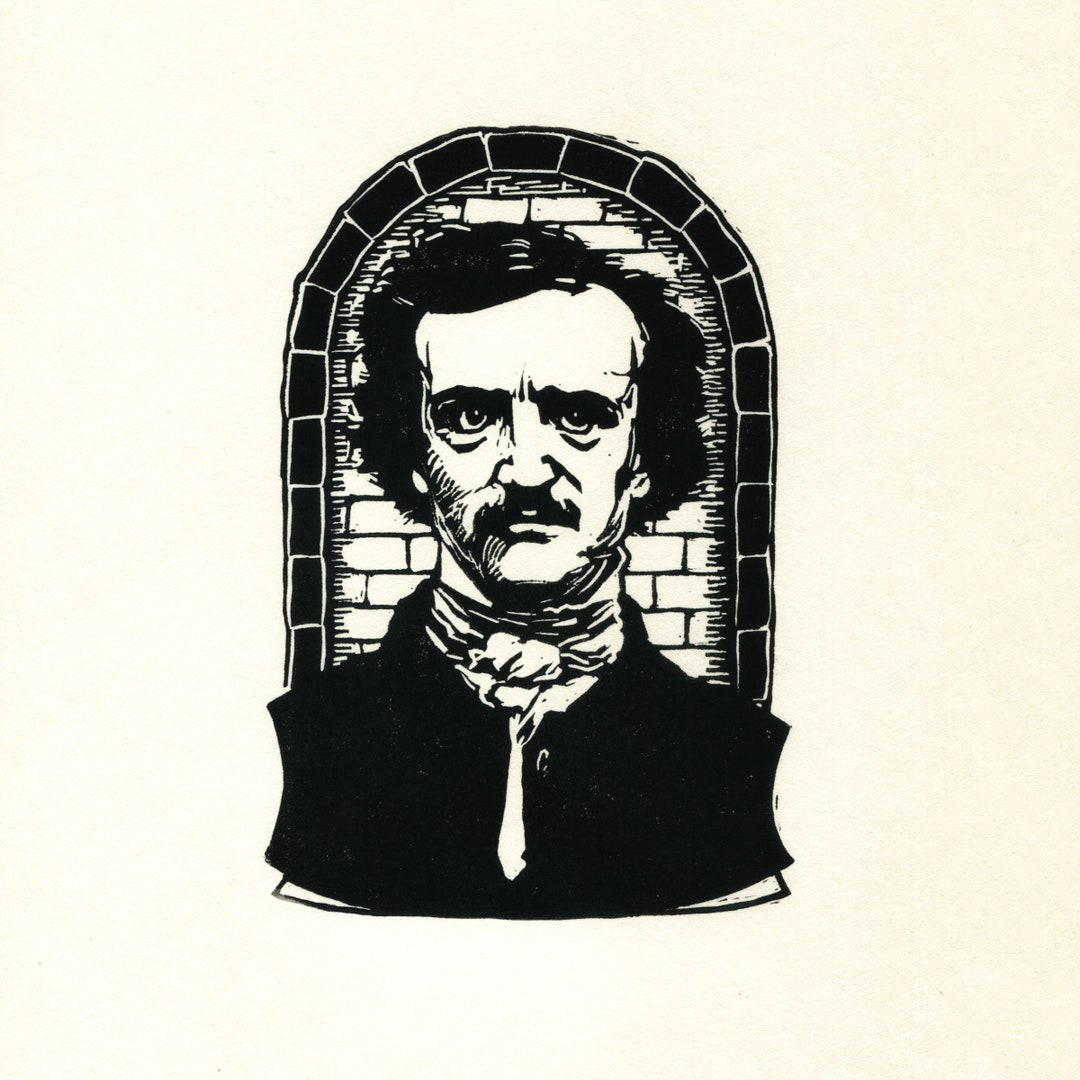 Edgar Allan Poe — Author Portrait — Relief Print - Etsy
