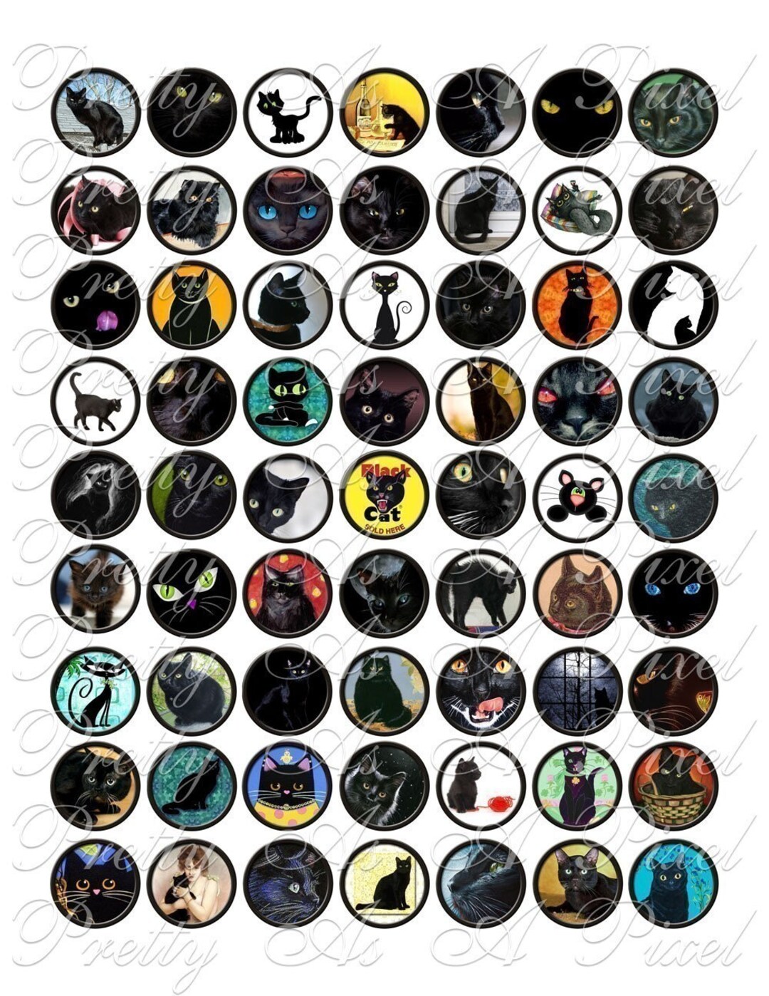 Black Cats - INSTANT DOWNLOAD - Digital Collage Sheet - One Inch ...