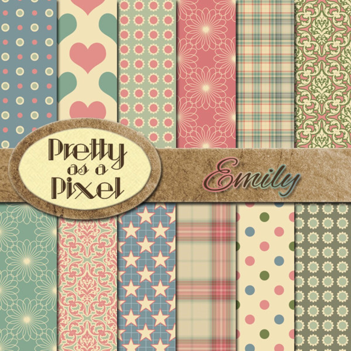 Printable Scrapbook Paper - Emily - INSTANT DOWNLOAD - 12 X 12 - Set of ...