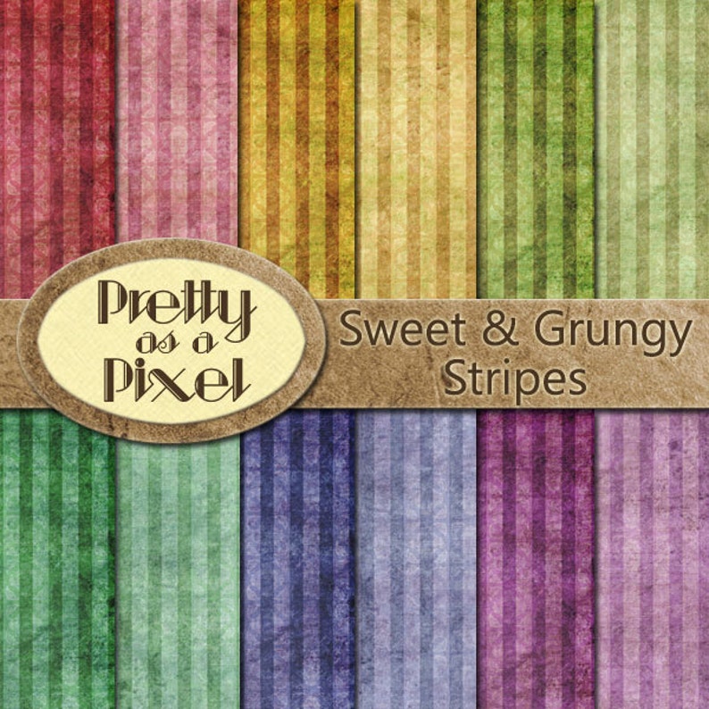 Sweet & Grungy Stripes Digital Paper Pack Scrapbooking Backgrounds ...