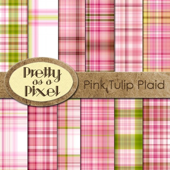 Digital Paper Pack Pink Tulip Plaid INSTANT DOWNLOAD | Etsy