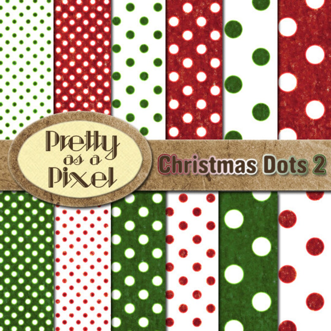 Christmas Dots 2 - Green, Red, & White - Digital Paper Pack ...