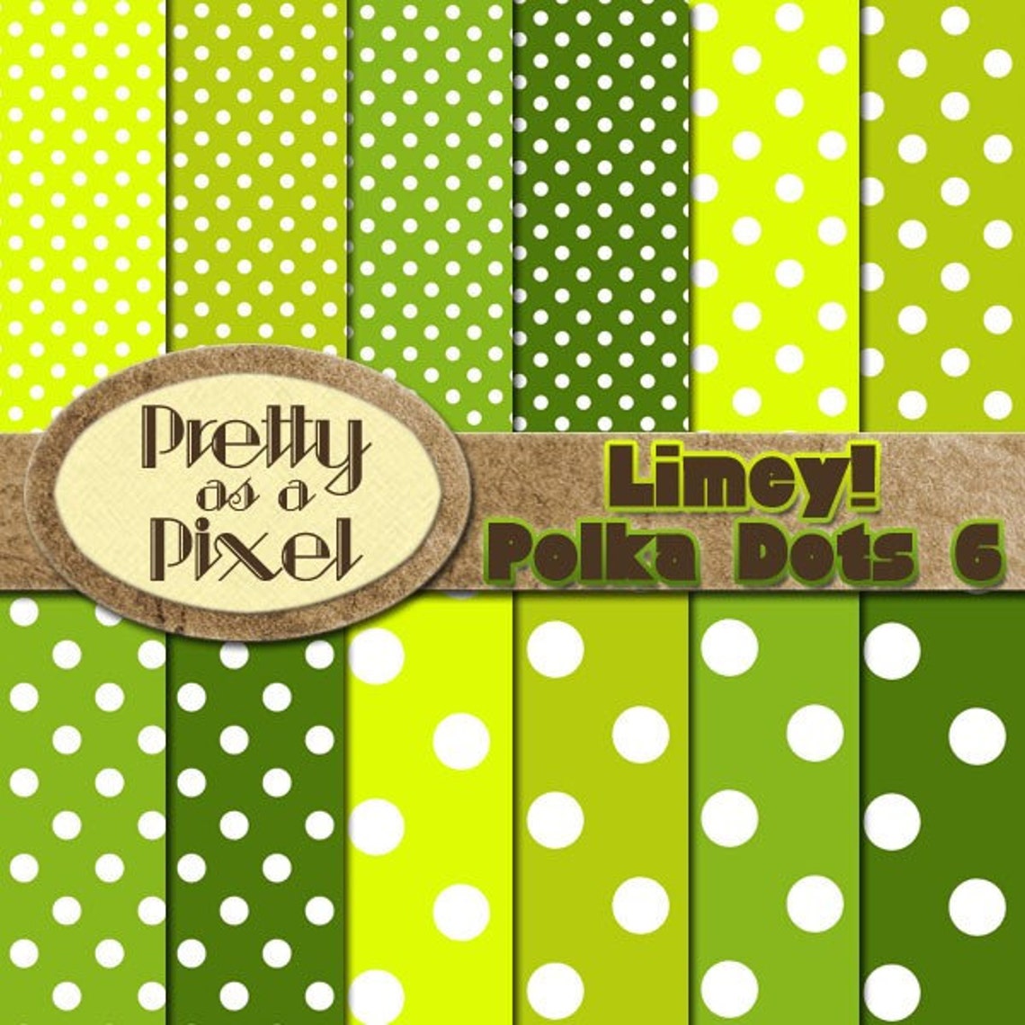 Polka Dots 6 - Lime Dots - Digital Paper Pack - Scrapbooking ...