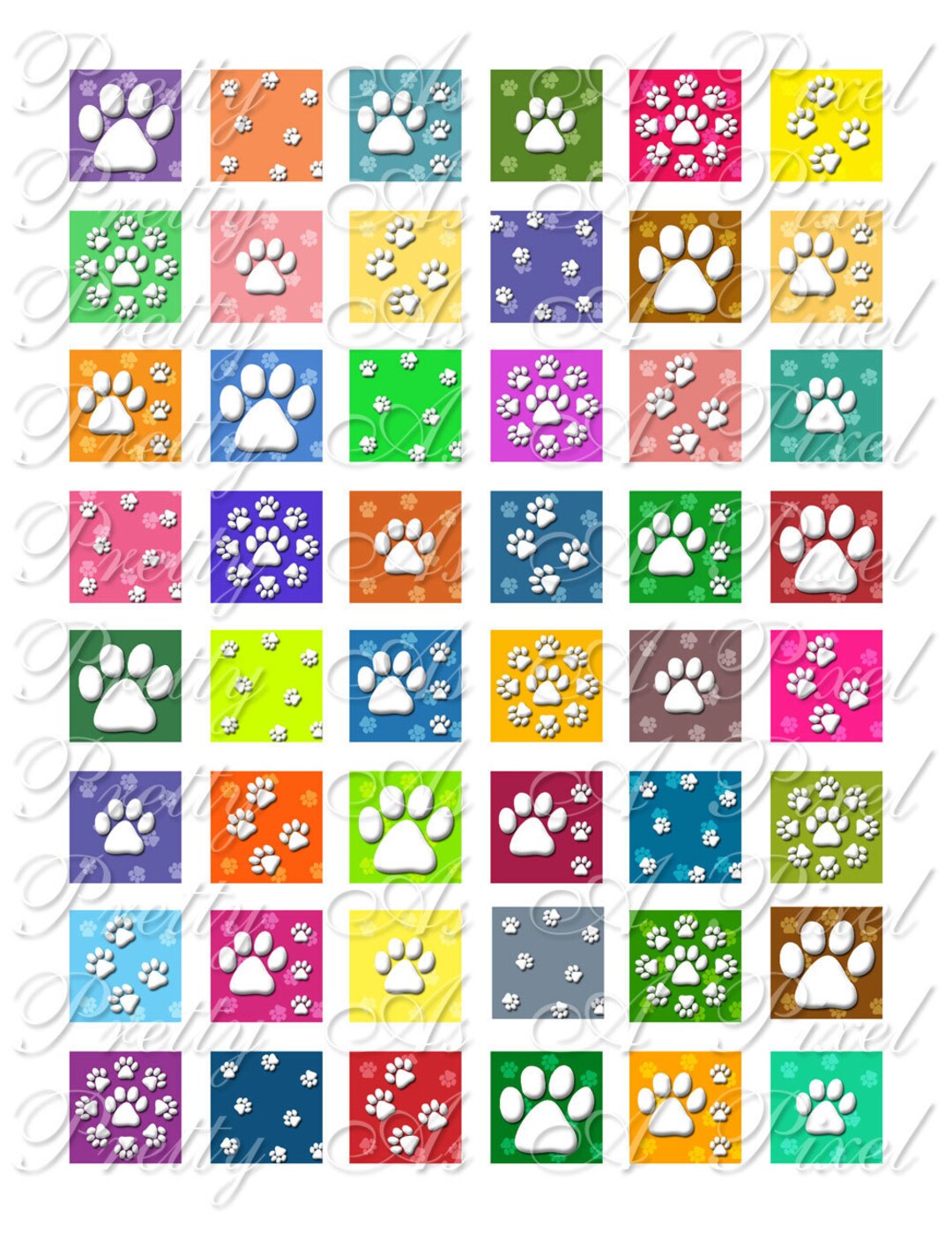 Puppy & Kitten Paws - 2 Sizes - Inchies and Scrabble Tile Size .75 X ...