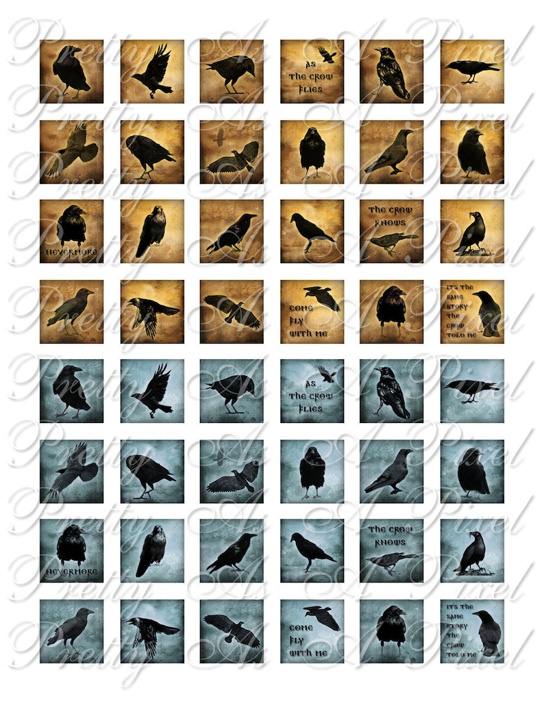 Crows & Ravens - 3 Sizes - Inchies, 7-8 Inch, AND Scrabble Tile Size ...