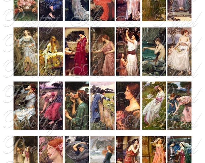 John William Waterhouse - 1 X 2 Inch - INSTANT DOWNLOAD - Domino Size ...