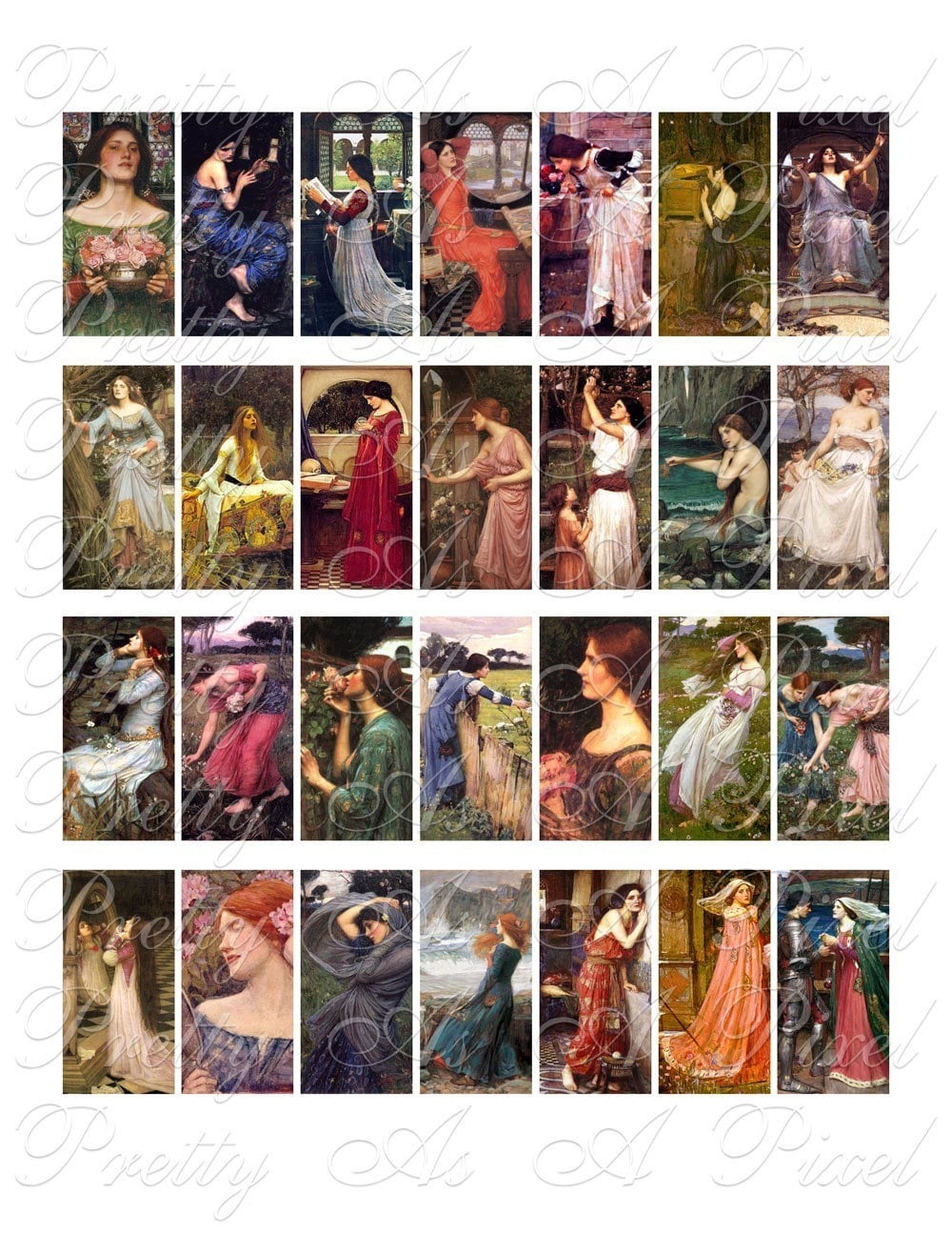 John William Waterhouse 1 X 2 Inch INSTANT DOWNLOAD Domino Size Digital ...