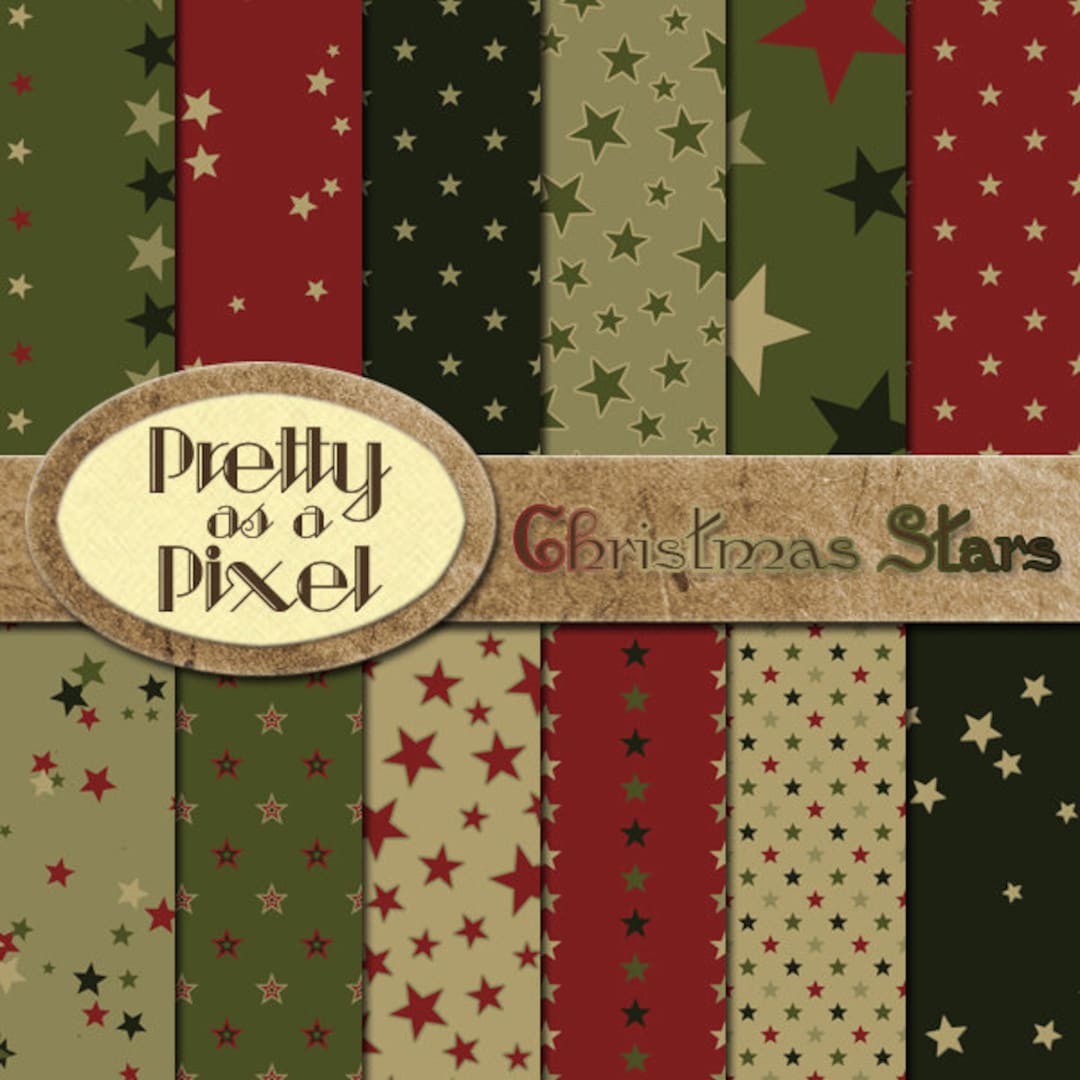 Printable Scrapbook Paper - Christmas Stars - 12 X 12 - Set of 12 ...