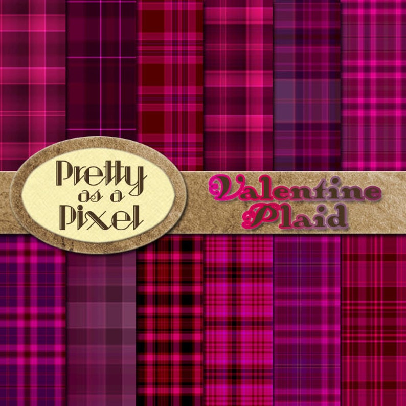 Valentine Plaid Digital Paper Pack Scrapbooking Backgrounds INSTANT ...