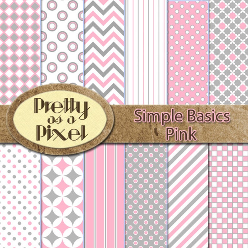 Simple Basics Pink - Digital Paper Pack - Scrapbooking Backgrounds ...
