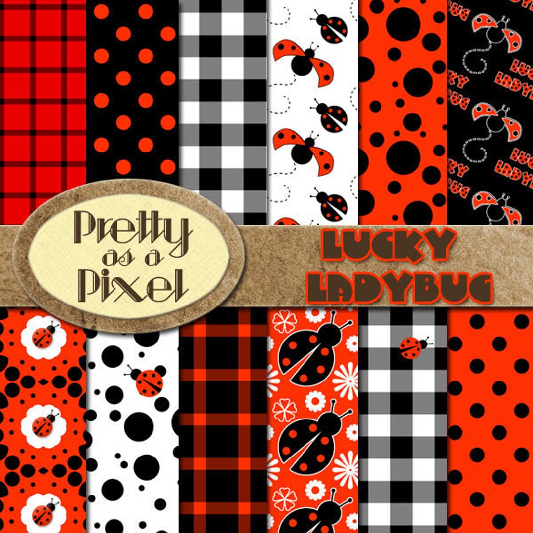 Lucky Ladybug - Digital Paper Pack - INSTANT DOWNLOAD - Scrapbooking ...