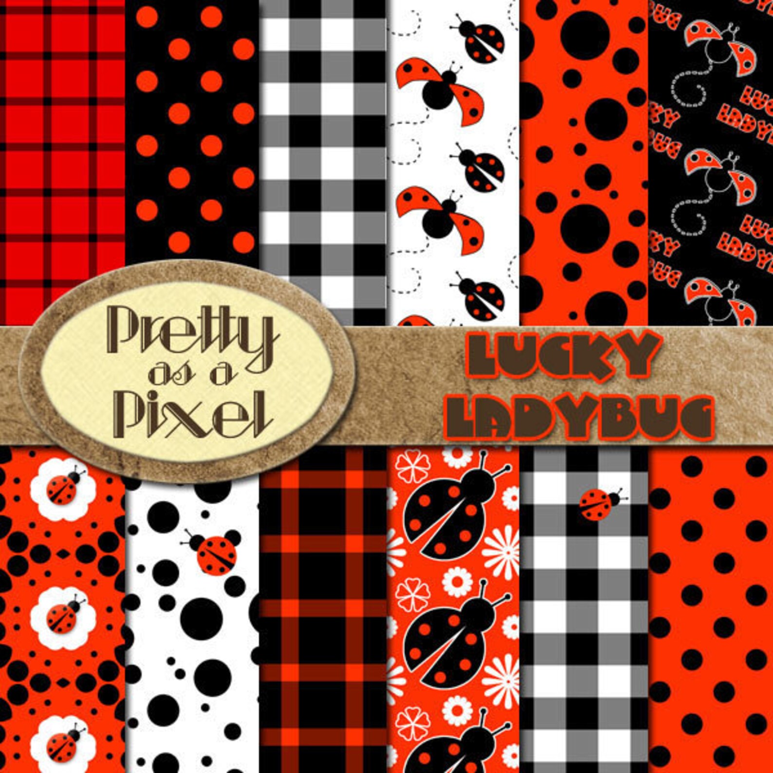 Lucky Ladybug - Digital Paper Pack - INSTANT DOWNLOAD - Scrapbooking ...