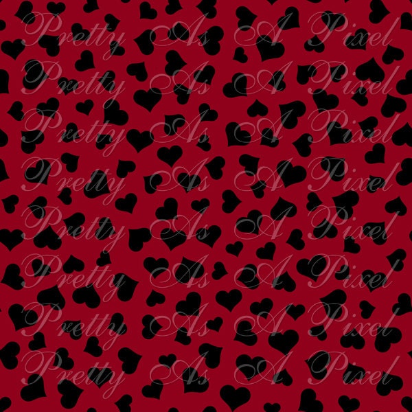 All Hearts Red & Black Digital Paper Pack Scrapbooking - Etsy