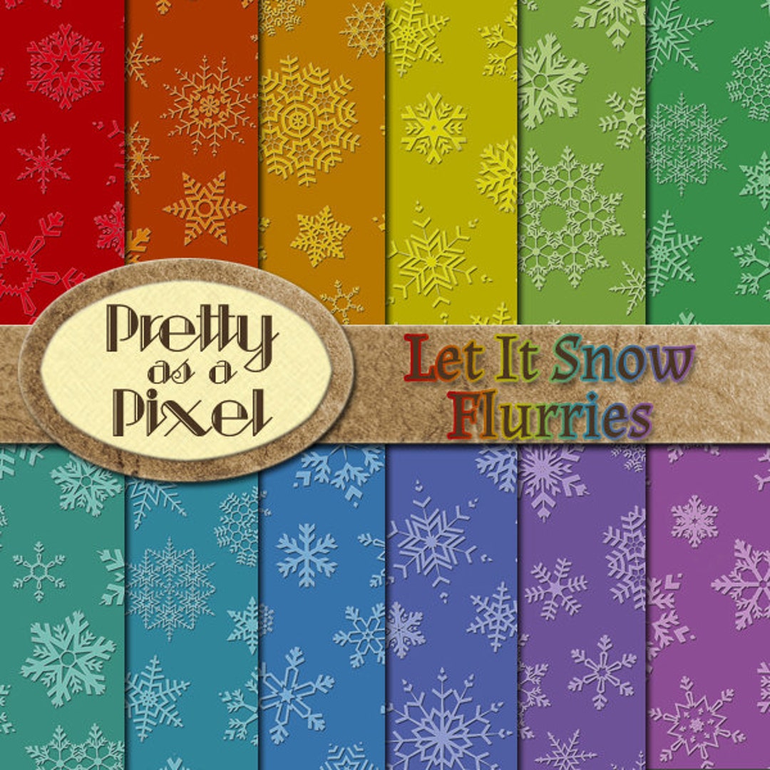 Printable Scrapbook Paper Let It Snow Flurries 12 X 12 Set of 12 ...