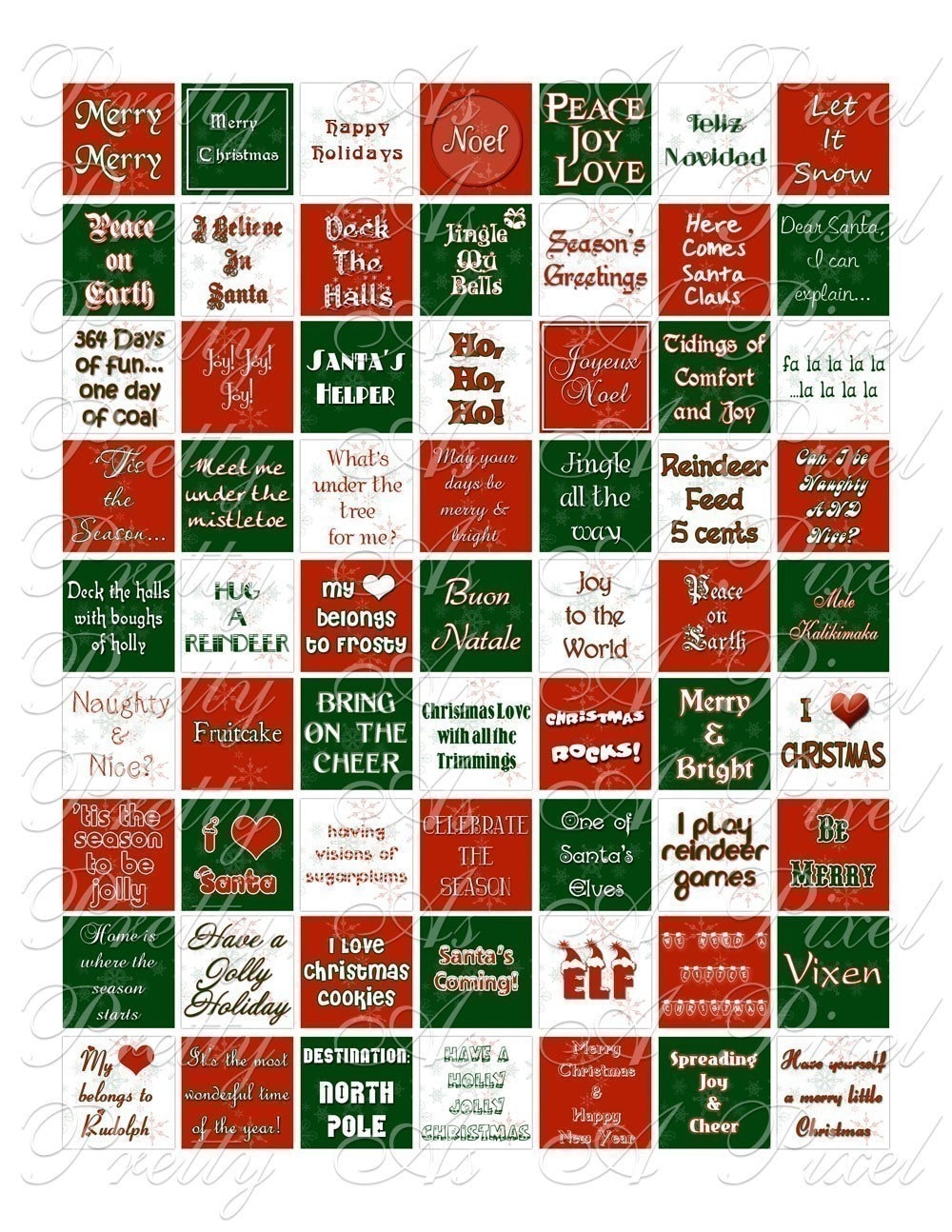Christmas Holiday Words and Phrases - Inchies, 7-8 Inch, AND Scrabble ...