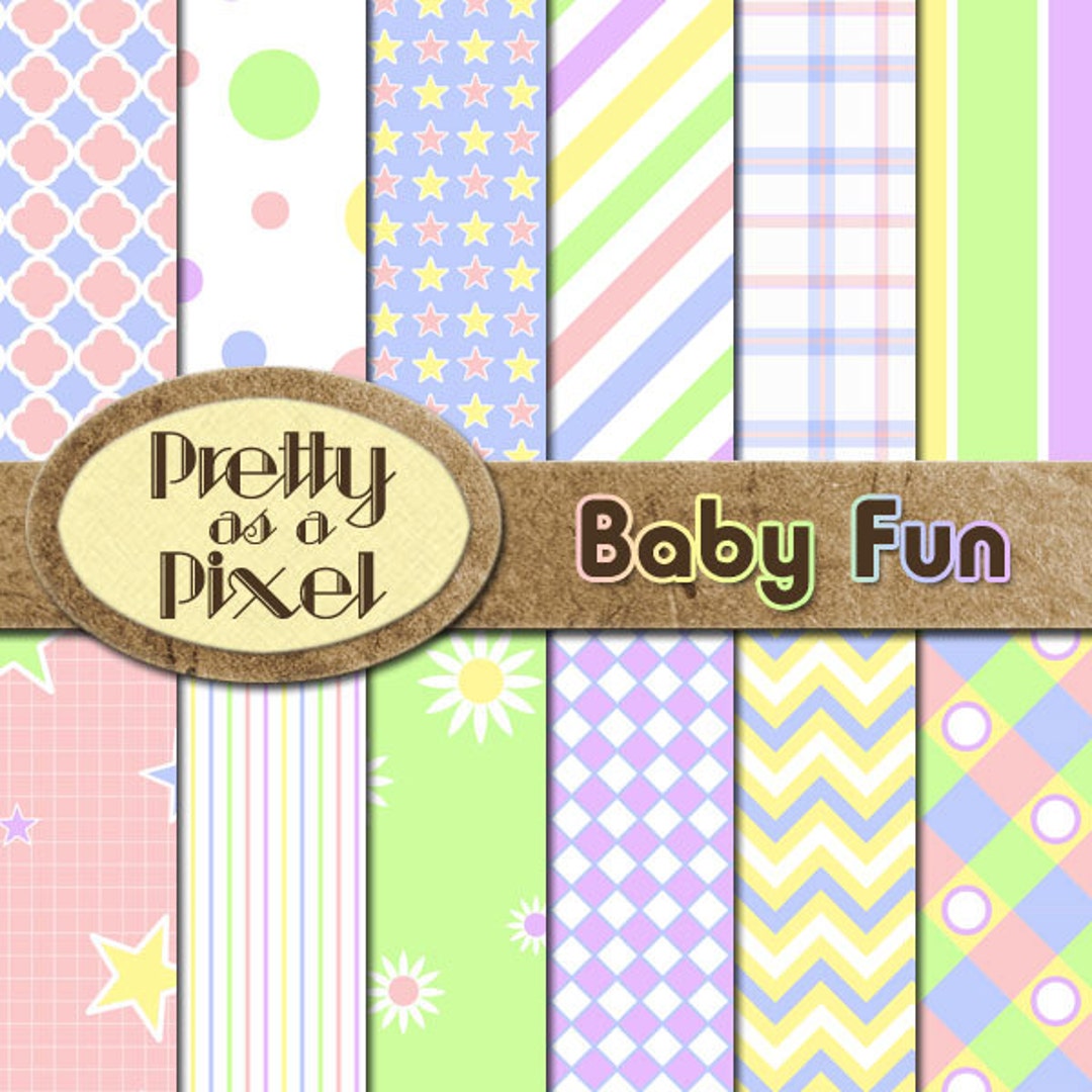 Baby Fun Digital Paper Pack INSTANT DOWNLOAD Scrapbooking Backgrounds ...