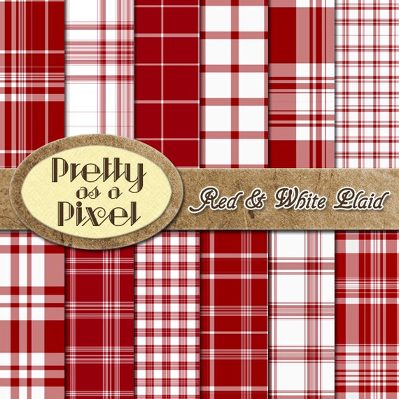 Printable Scrapbook Paper Red & White Plaid 12 X 12 Set - Etsy