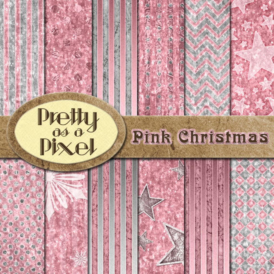Christmas Wrapping 2 - Pink Christmas - Digital Paper Pack - INSTANT ...