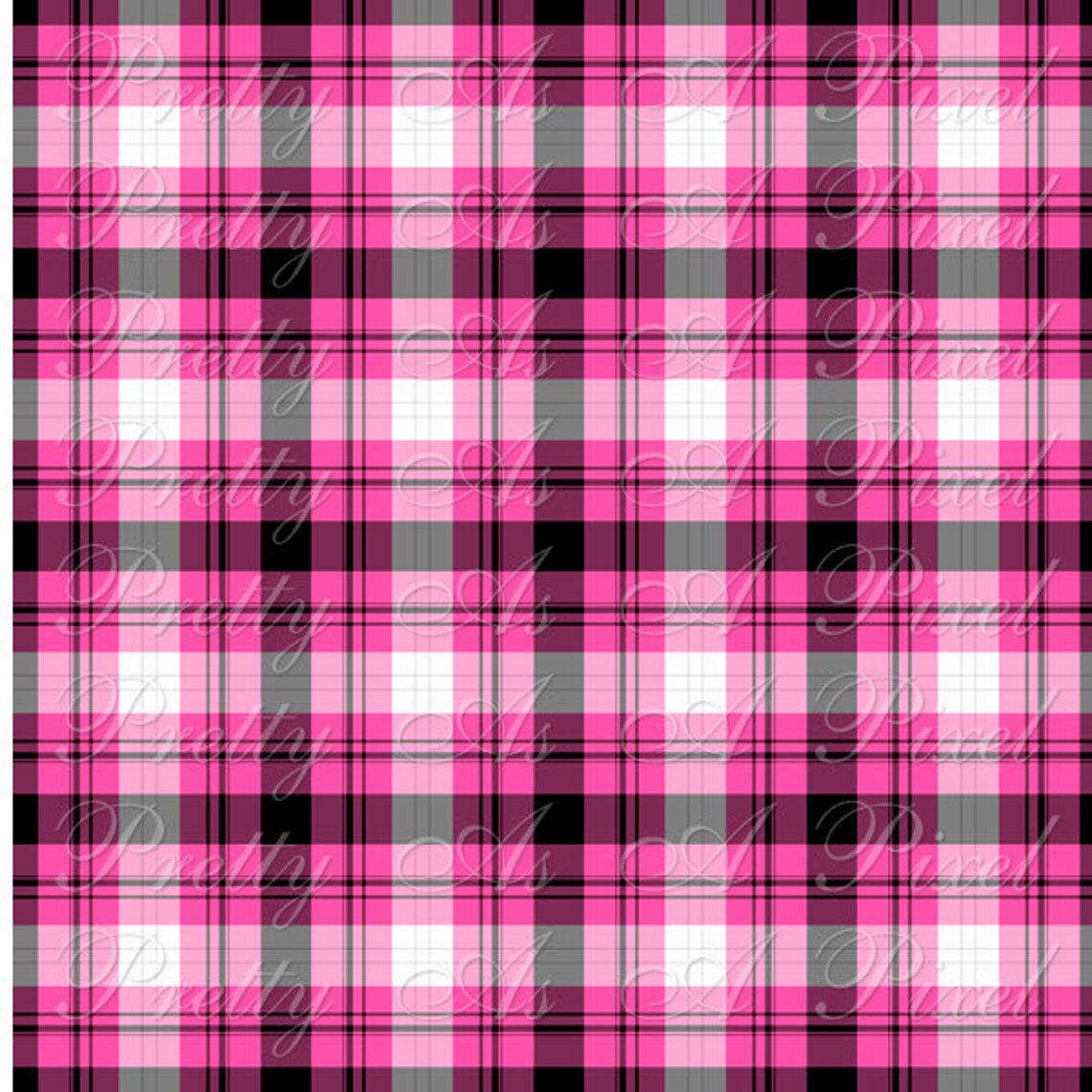 Digital Paper Pack Black White & Pink Plaid Scrapbooking - Etsy