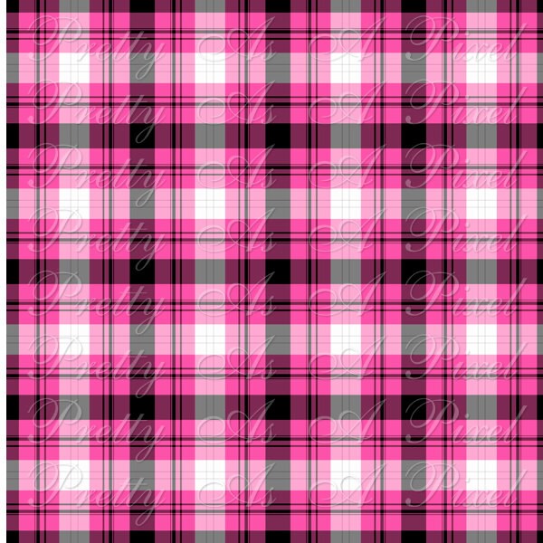 Digital Paper Pack Black White & Pink Plaid Scrapbooking - Etsy