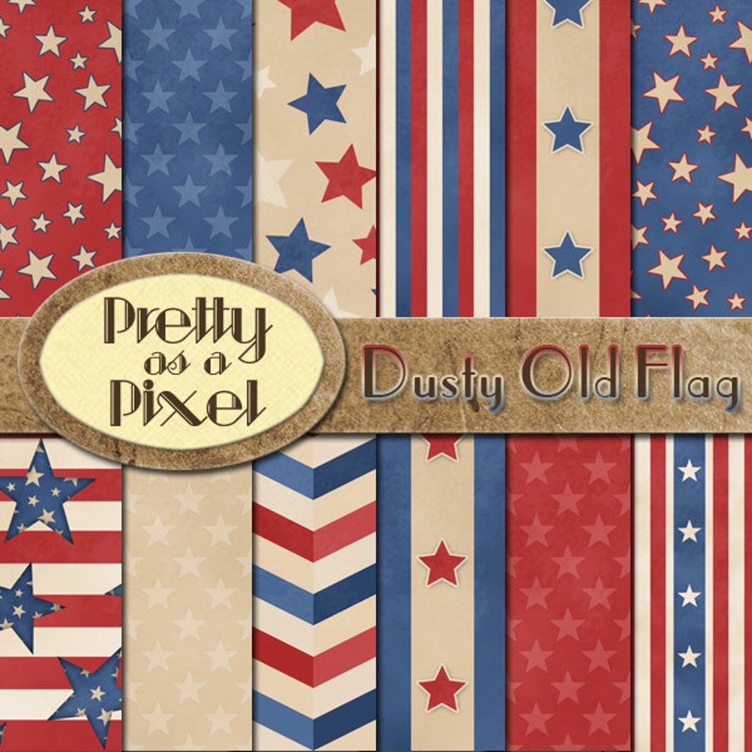 Printable Scrapbook Paper - Dusty Old Flag - 12 X 12 - Set of 12 ...