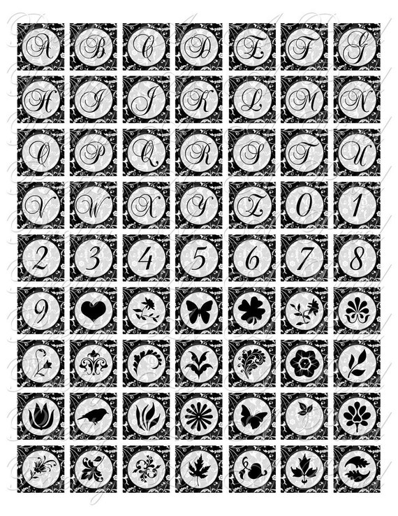 Script Alphabet Numbers INSTANT DOWNLOAD 1 Inch .75 X | Etsy