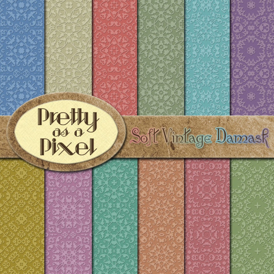 Soft Vintage Damasks - Digital Paper Pack - Scrapbooking Backgrounds ...