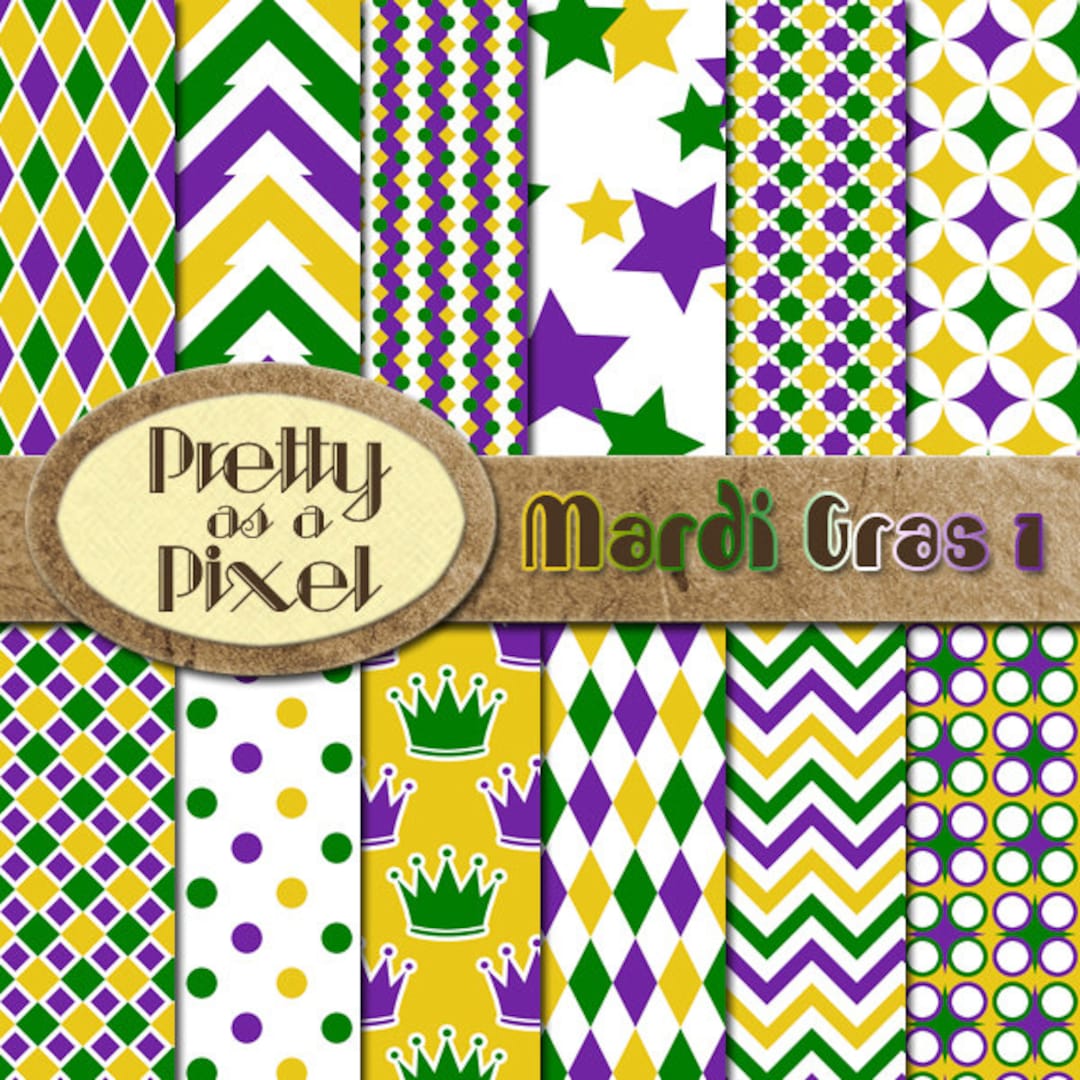 Printable Scrapbook Paper - Mardi Gras 1 - 12 X 12 - Set of 12 ...