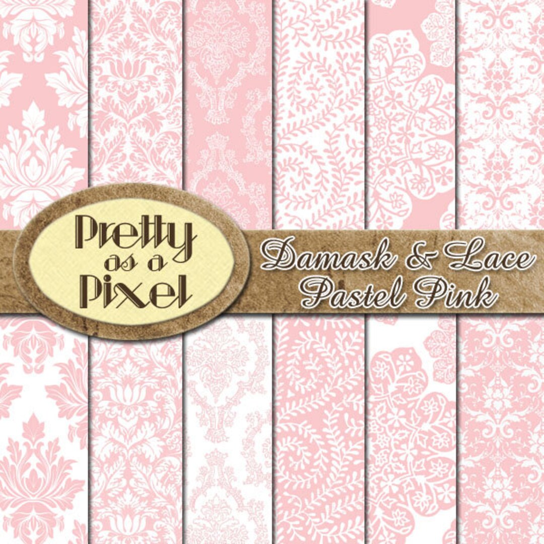 Damask & Lace - Pastel Pink - Digital Paper Pack - INSTANT DOWNLOAD ...