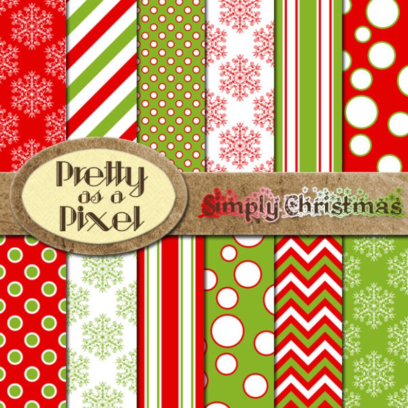Printable Scrapbook Paper Simply Christmas 12 X 12 Set of 12 INSTANT ...