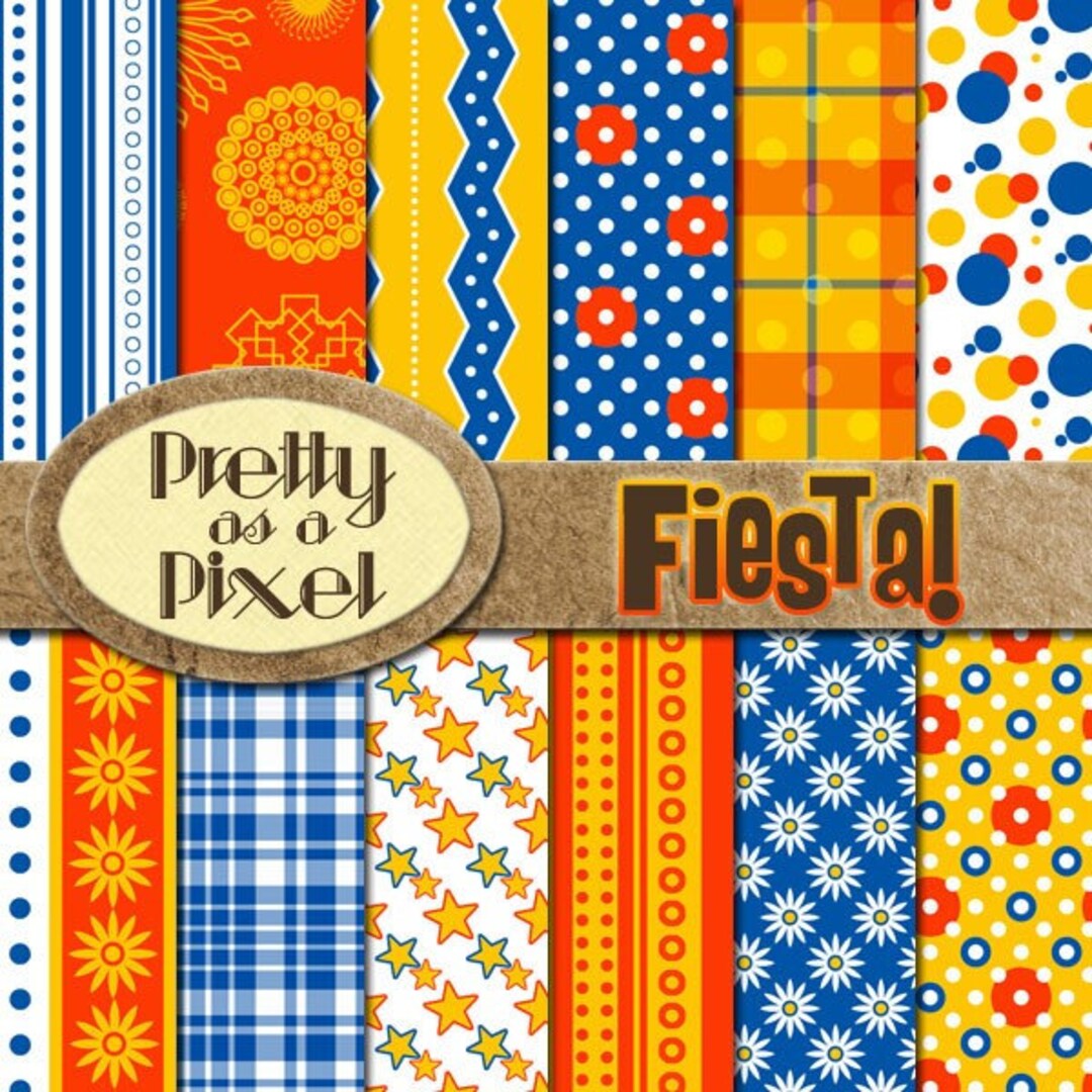 Fiesta - Digital Paper Pack - Scrapbooking Backgrounds - 12 X 12 - Set ...