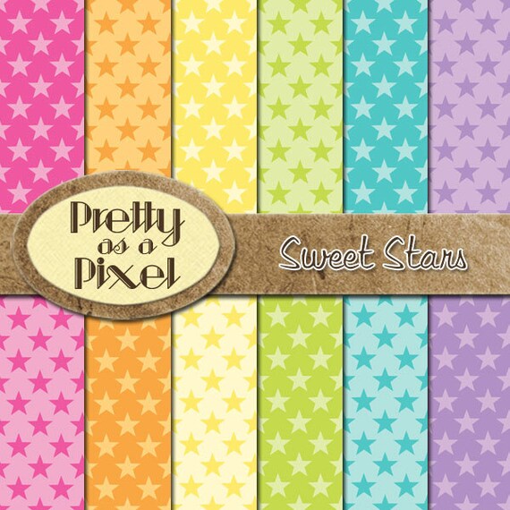 Sweet Stars Digital Paper Pack INSTANT DOWNLOAD - Etsy