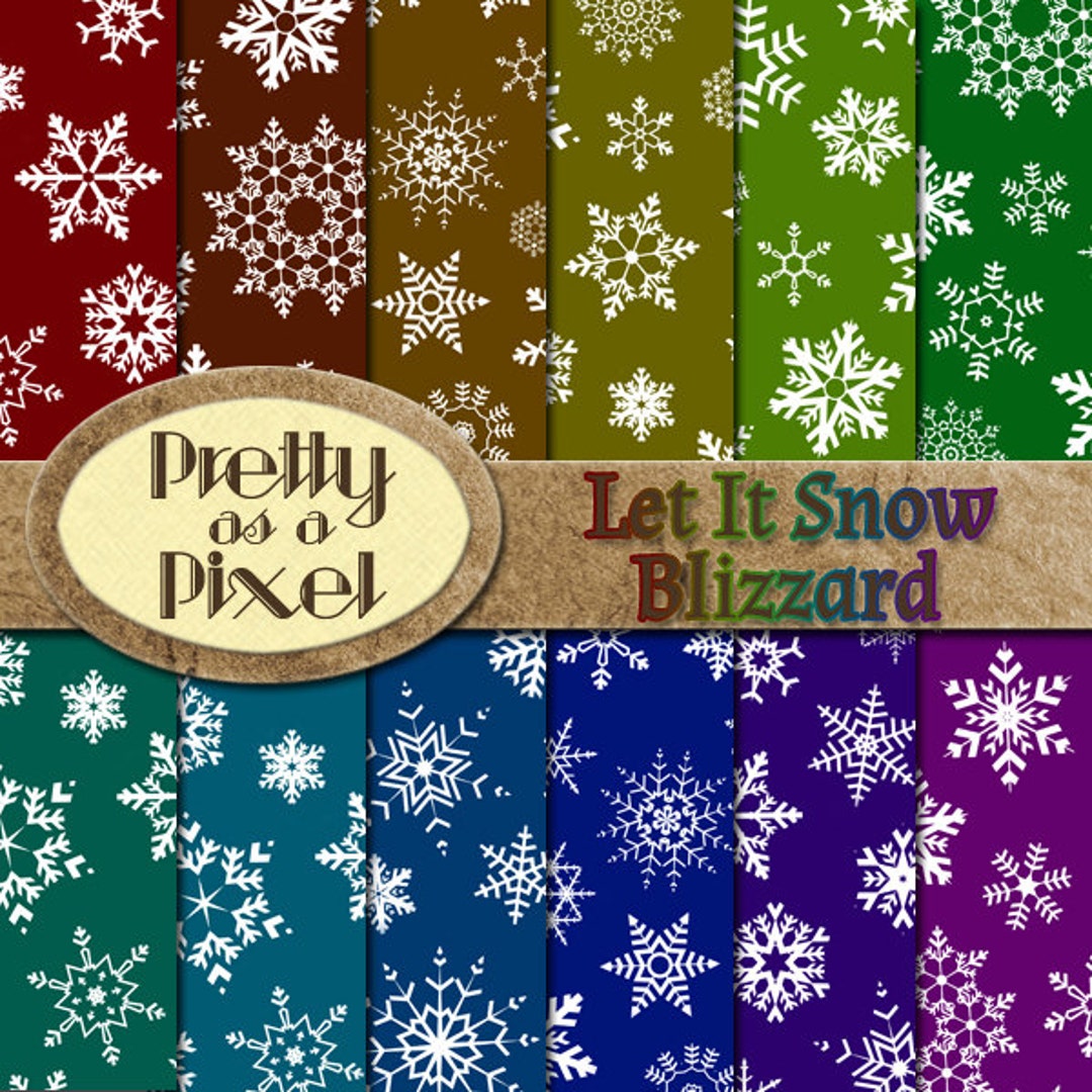 Printable Scrapbook Paper Let It Snow Blizzard 12 X 12 Set of 12 ...