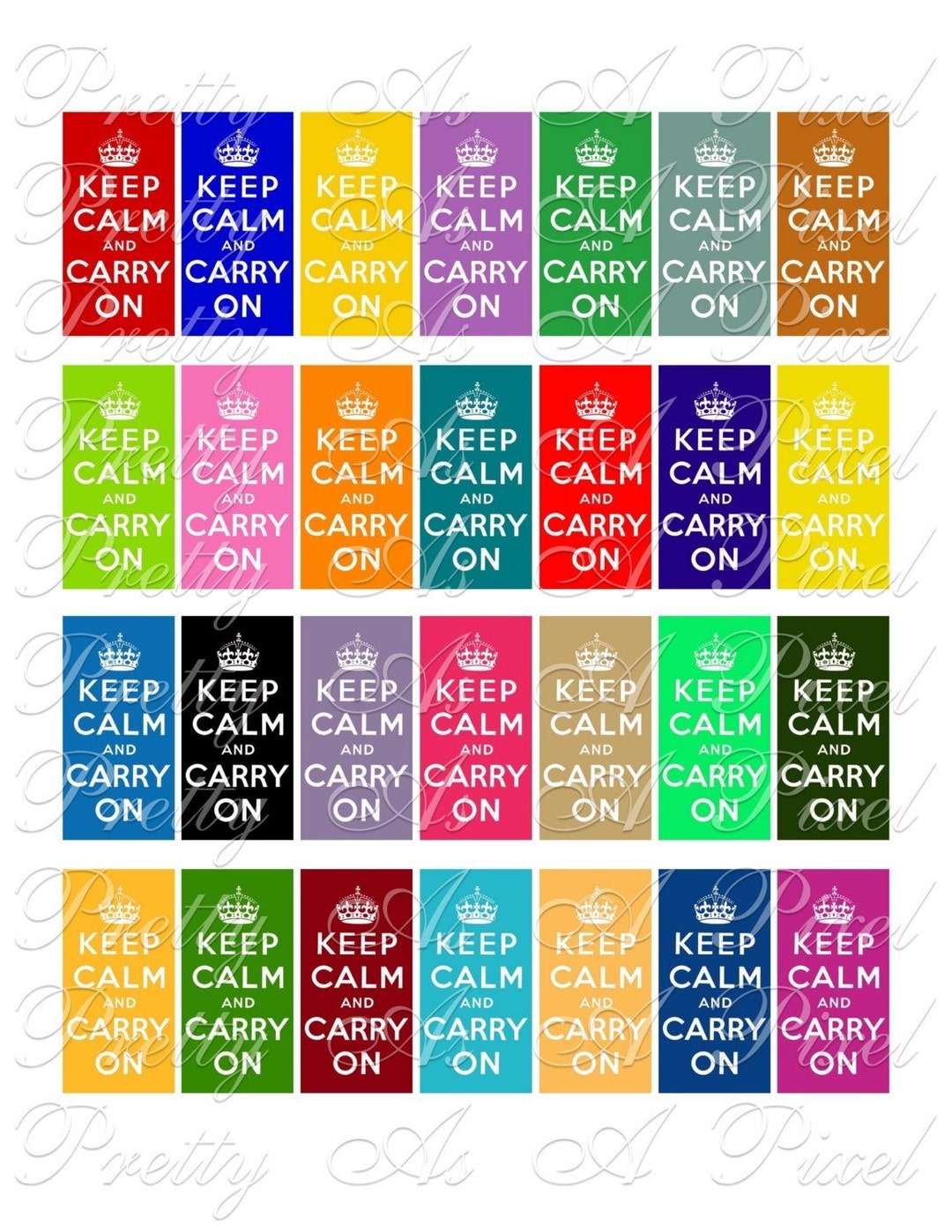 Keep Calm and Carry on - INSTANT DOWNLOAD - 1 X 2 Inch Domino Size ...