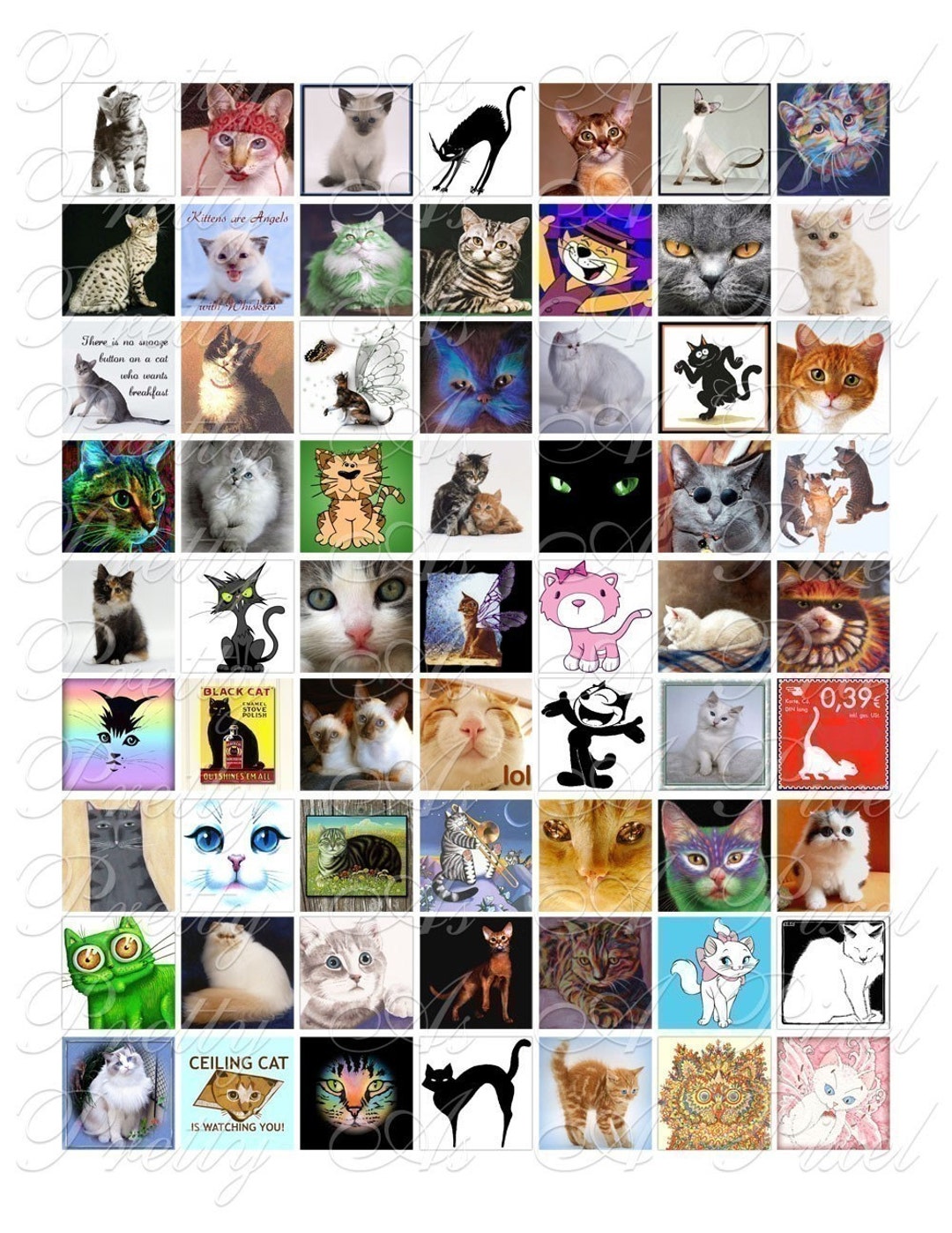 Cats - 3 Sizes - Inchies, 7-8 Inch, AND Scrabble Tile Size .75 X .83 ...